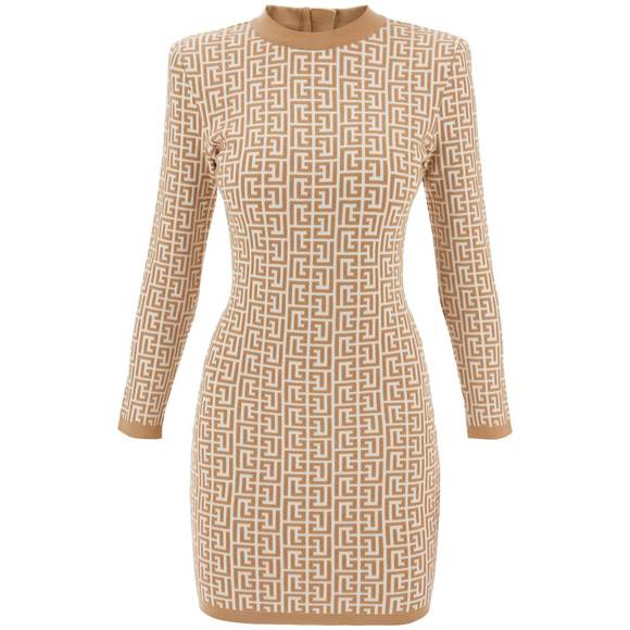 Balmain | Dresses | Balmain Longsleeved Monogram Mini Dress | Poshmark